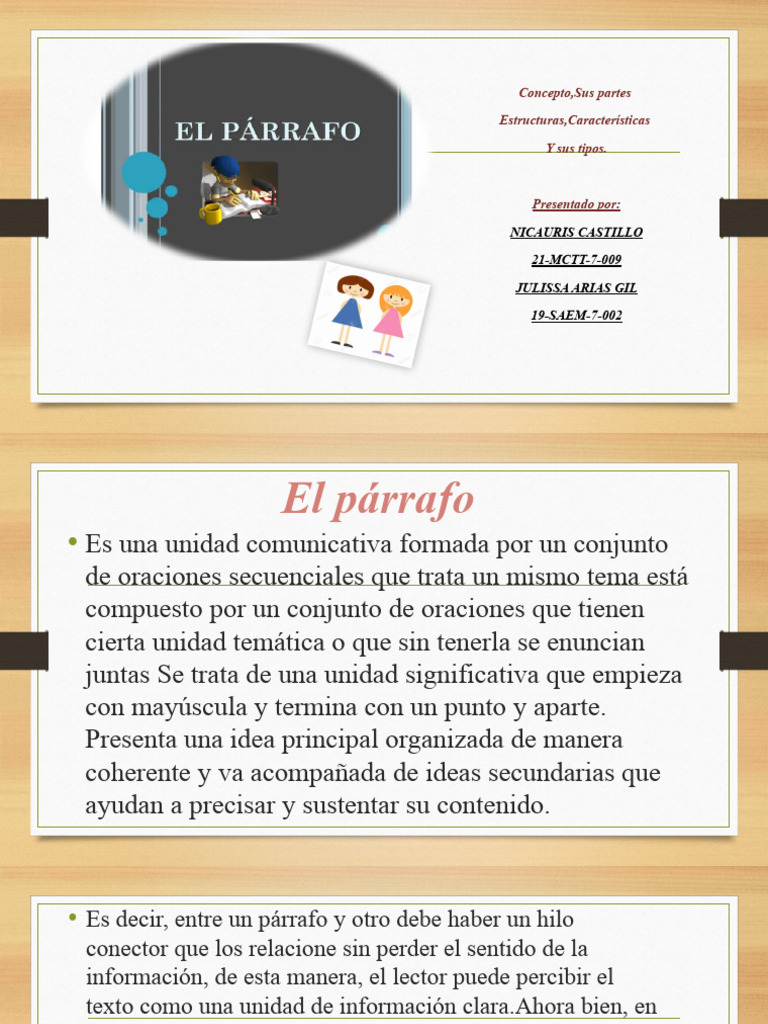 Diapositiva El Pàrrafo 8.6.22 | PDF | Párrafo | Oración (Lingüística)