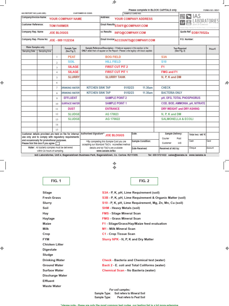 Instructions To Fill Out Company Sample Card. | PDF | Soil | Environmental Engineering