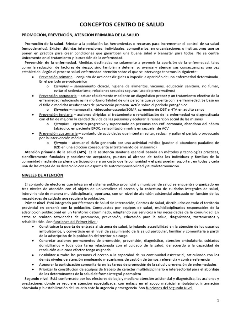 Conceptos CDS | PDF | Hospital | Asistencia sanitaria preventiva