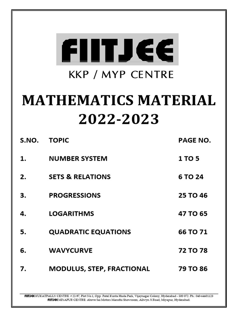 Mathematics Foundation Material 2022-23 | PDF | Set (Mathematics ...