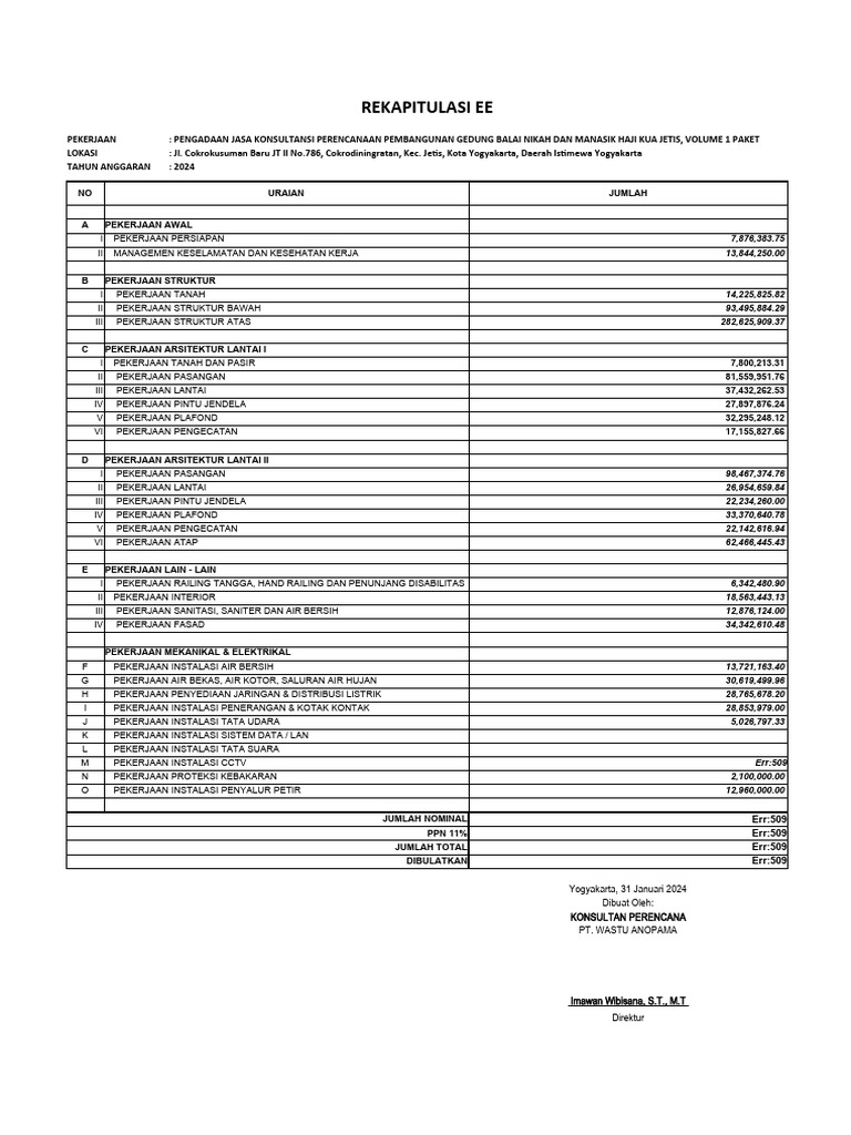 BOQ E-Katalog KUA Jetis New | PDF