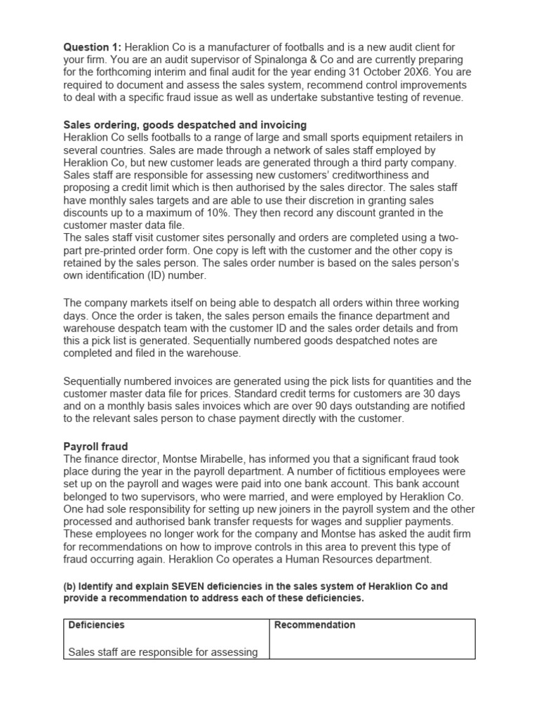 INternal-control-Case-studies | PDF | Sales | Payroll