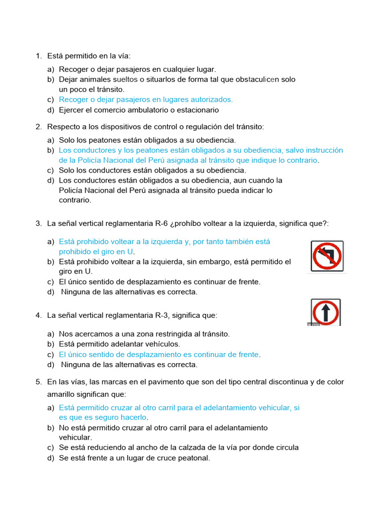 Preguntas para El Examen de La Licencia | PDF | Tráfico | Semáforo