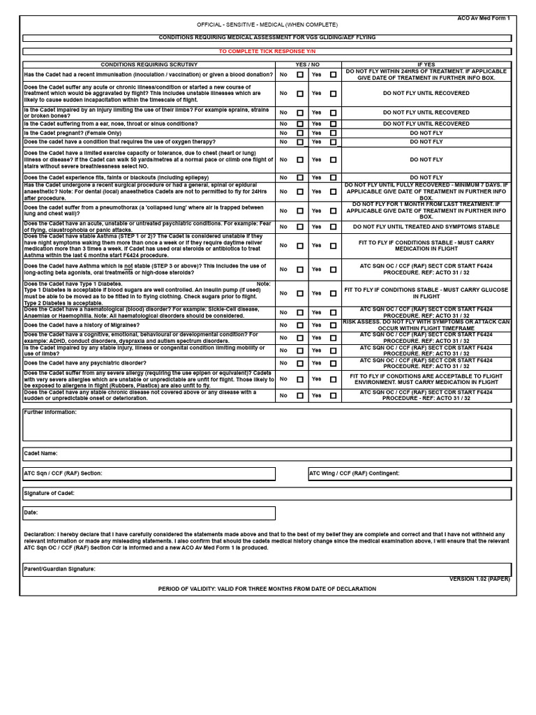 ACO Av Med Form 1 V1 02 New 2 | PDF | Medicine | Human Diseases And ...