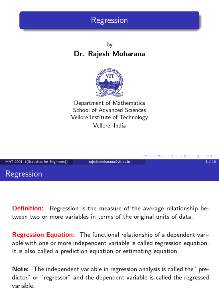 13 Regression 06 02 2024 | PDF | Dependent And Independent Variables ...