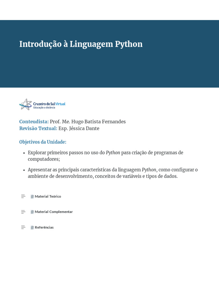 06 - Programação de Computadores | PDF | Python (linguagem de ...