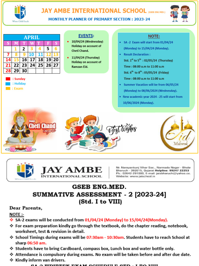 April 2023 Primary Exam Schedule | PDF | Schools | Educational Institutions