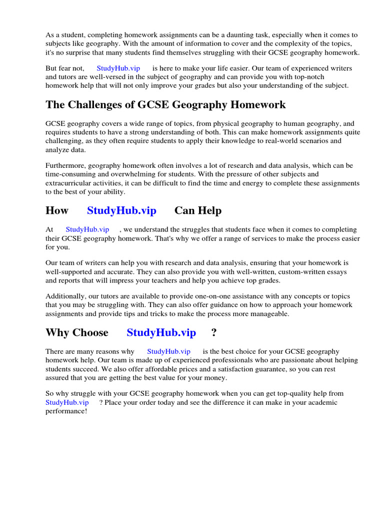 Gcse Geography Homework Ideas | PDF | Facebook | Linked In
