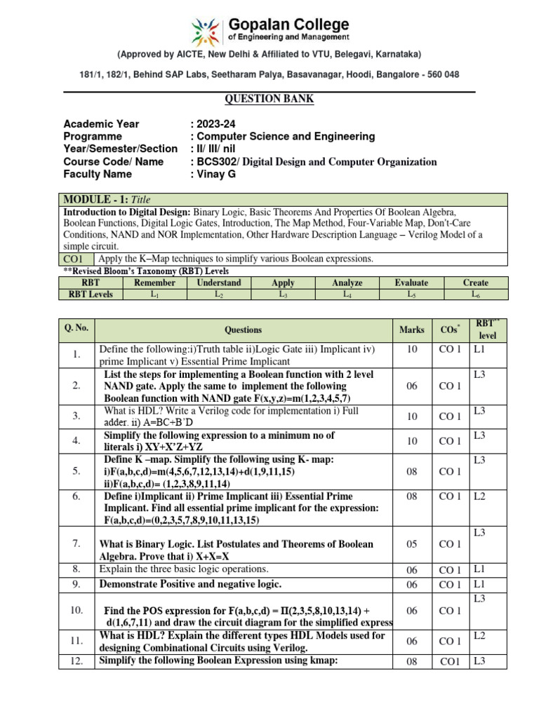 1ddco Modulewise Question Bank | Download Free PDF | Cpu Cache | Central Processing Unit