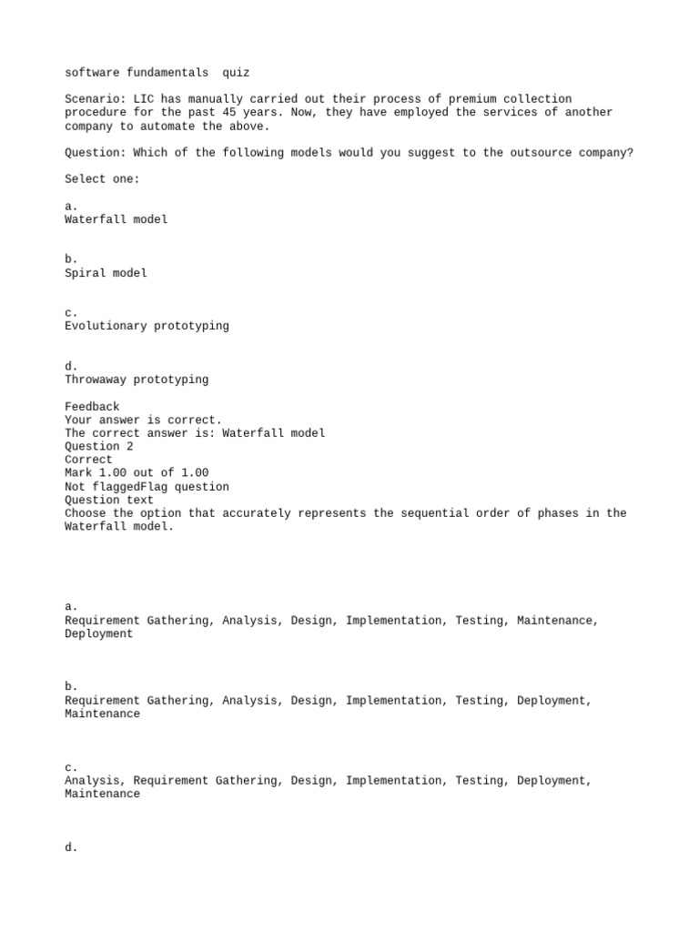 Software Fundamentals Quiz SDLC | PDF | Software Testing | Information ...