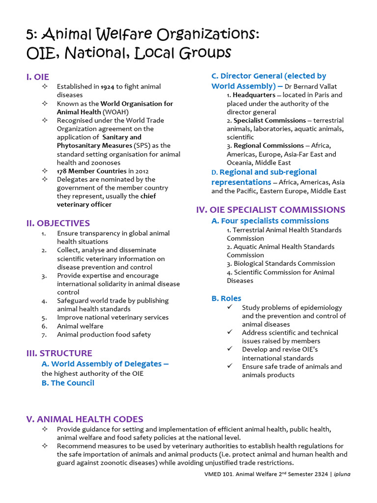 Animal Welfare Groups, OIE | PDF | Animals And Humans