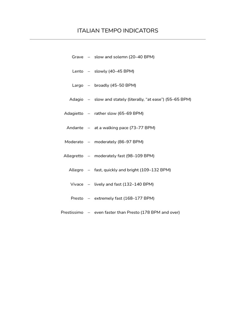 Italian Tempo Indicators | PDF