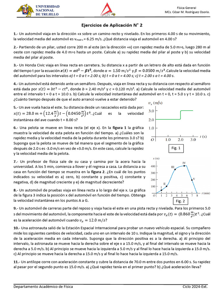 Ejercicios #2 | PDF | Velocidad | Aceleración