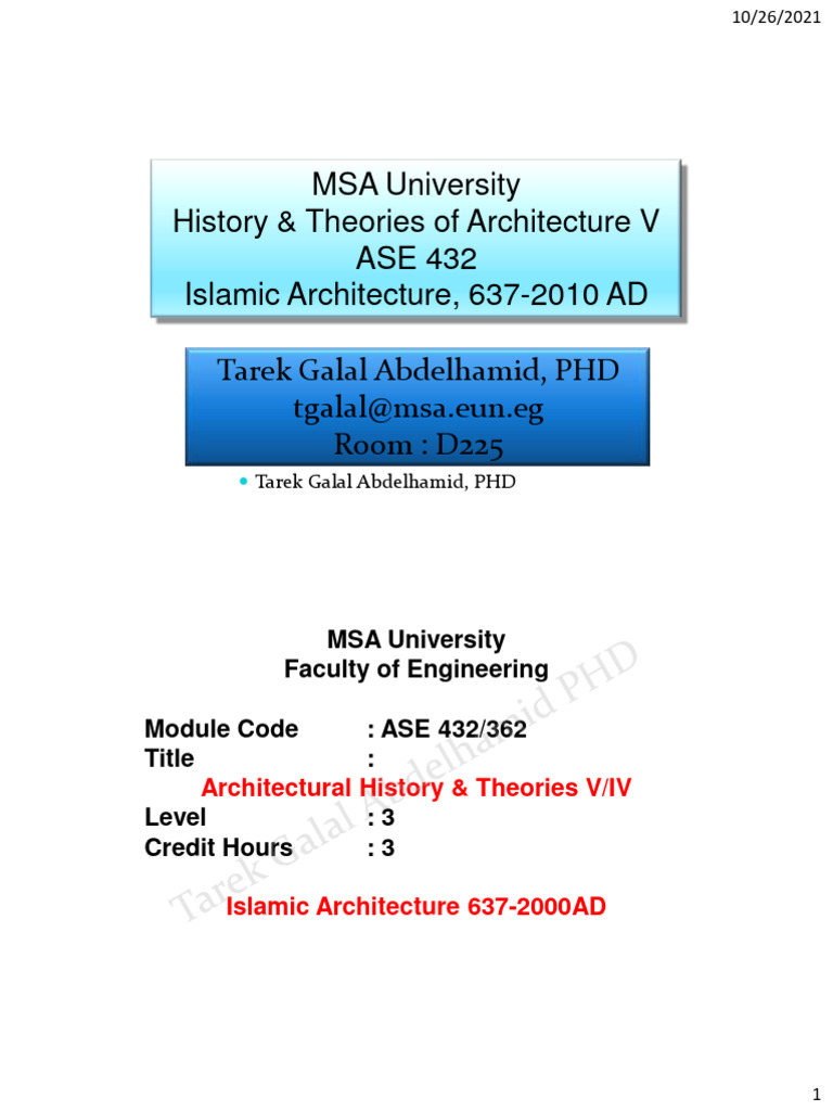 Lecture 1 - Introduction To Islamic Architecture | PDF | Caliphate | Sufism