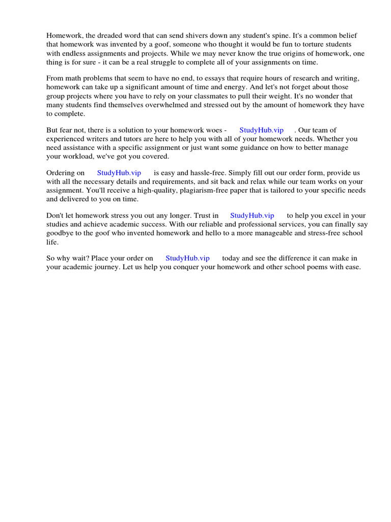 The Goof Who Invented Homework and Other School Poems | PDF | Homework ...