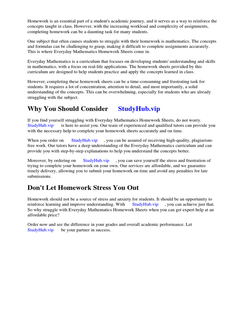 Everyday Mathematics Homework Sheets | PDF | Worksheet | Mathematics