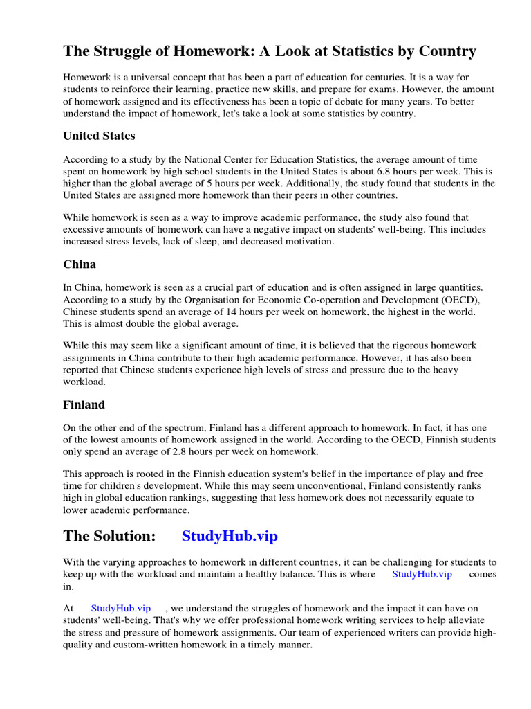 Homework Statistics by Country | PDF | Homework | Computer Cluster