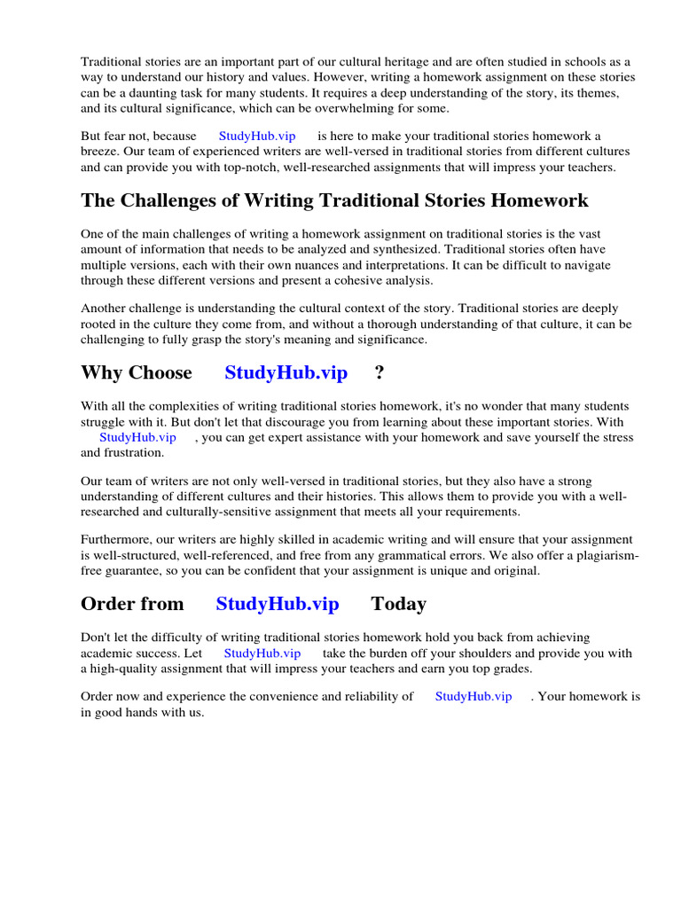 Traditional Stories Homework | Download Free PDF | Homework | Facebook