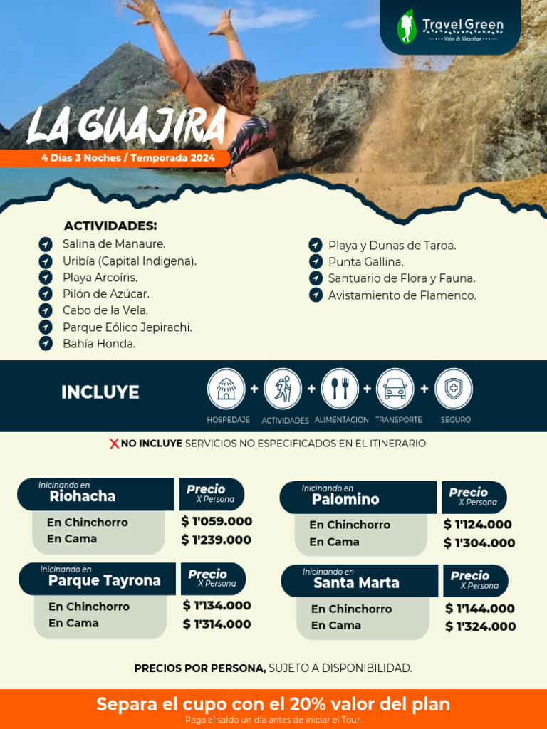 La Guajira 4 Días 3 Noches 2024 - Travel Green | PDF