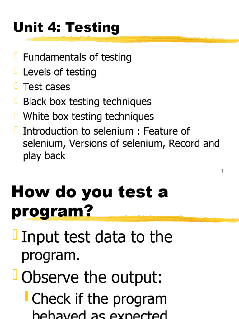 Unit 4 Part A Testing and Debugging | PDF | Software Testing | Unit Testing Unit 4 Part A Testing and Debugging | PDF | Software Testing | Unit Testing