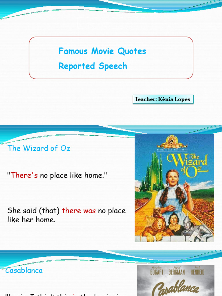 Reported Speech - Famous Movies Quotes | PDF