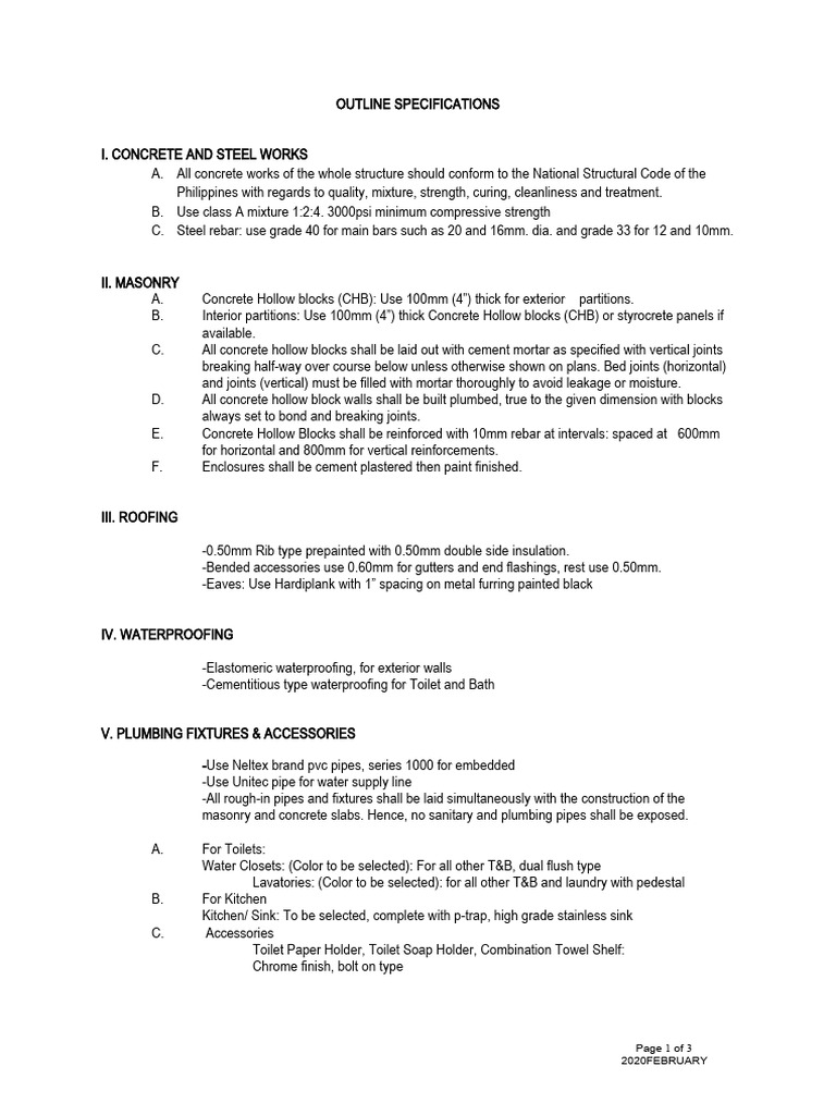 Outline Specs | Download Free PDF | Concrete | Door
