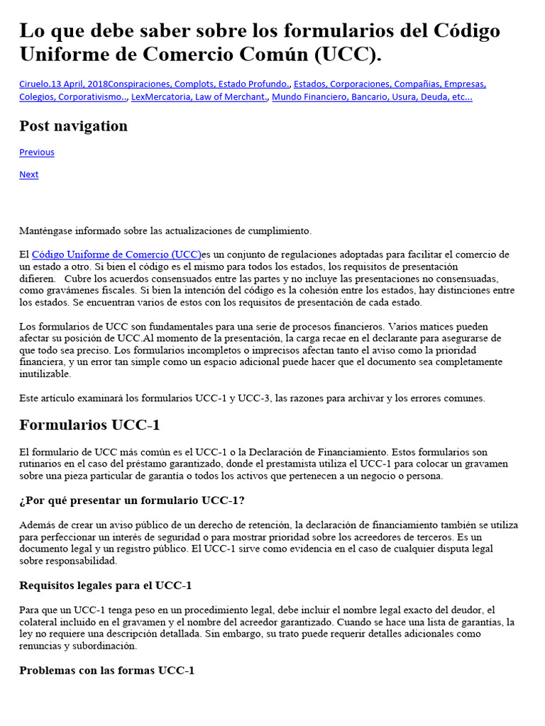 Codigo Uniforme de Comercio Lo Que Se Debe Saber | PDF