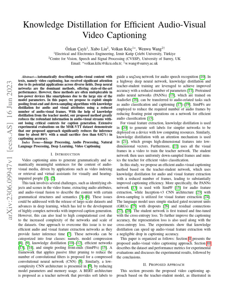 Knowledge Distillation for Efficient Audio-Visual | PDF | Deep Learning | Discrete Fourier Transform