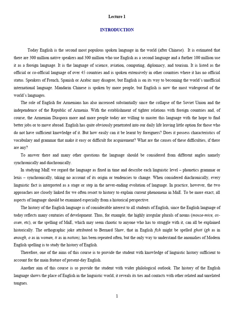 Lectures 1-3 | PDF | Celts | English Language