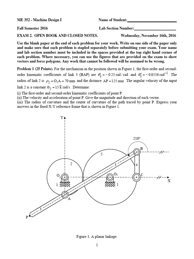 Me352 E2 Fa2016 Sol | PDF | Acceleration | Curvature