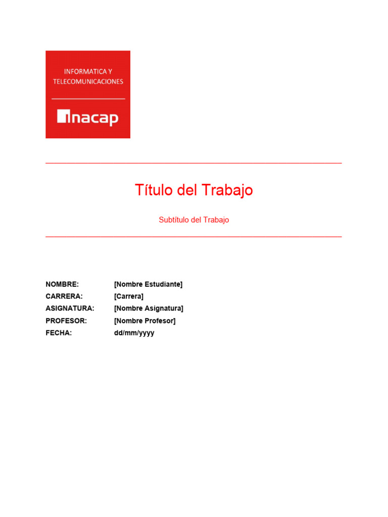 Plantilla Word Inacap 2016 | PDF