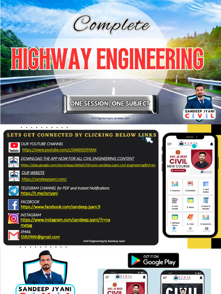 Highway Engineering by Sandeep Jyani SSC JE GATE IES Civil ENGINEERING | PDF | Web 2.0 | Ios