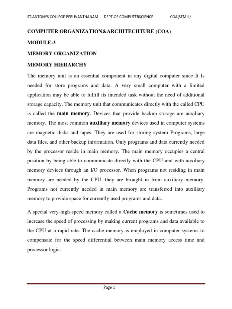 Module 3 Coa | PDF | Random Access Memory | Computer Data Storage