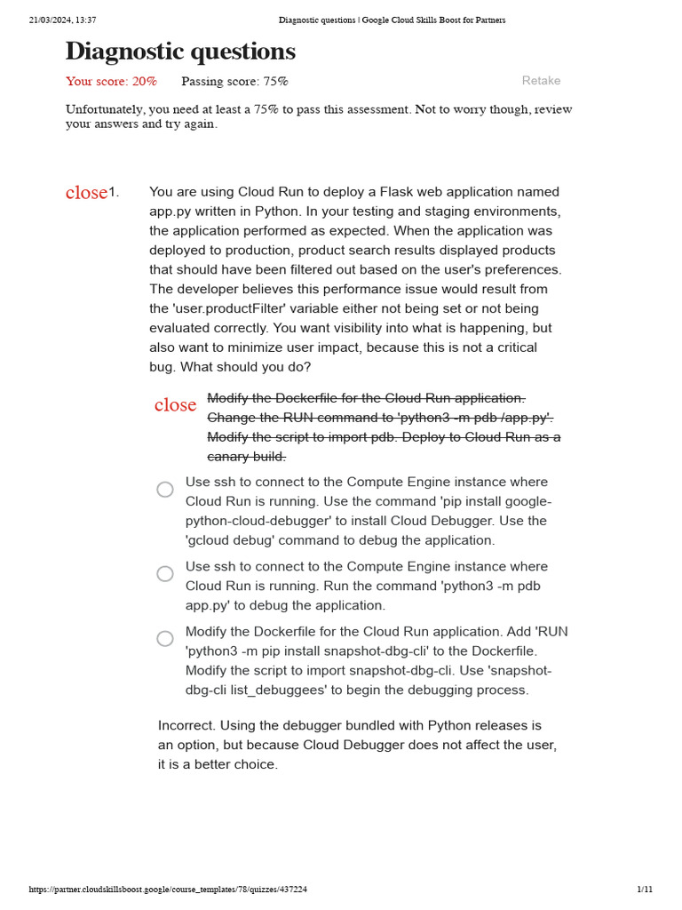Google Cloud Diagnostic Questions | PDF | Cloud Computing | Disaster ...