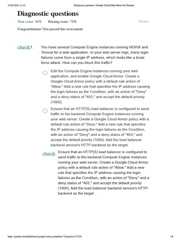 Diagnostic Questions: Security and Compliance | PDF | Cloud Computing | Load Balancing (Computing)