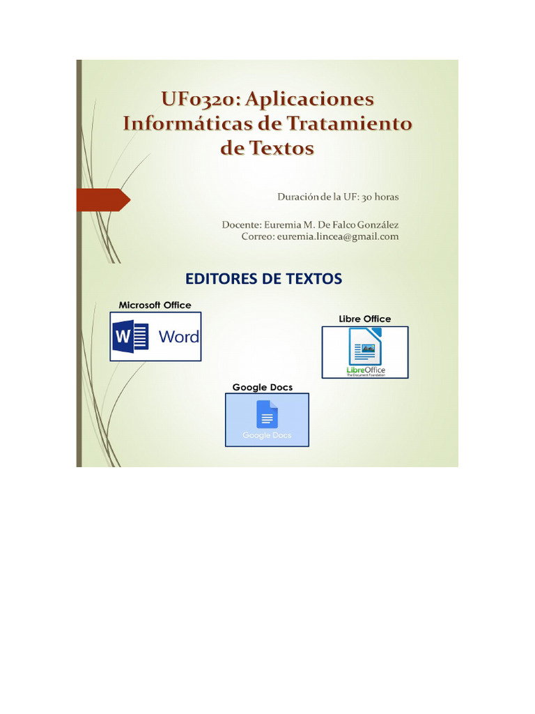 Presentación Mf0233 Uf0320 - Procesadores de Textos | PDF