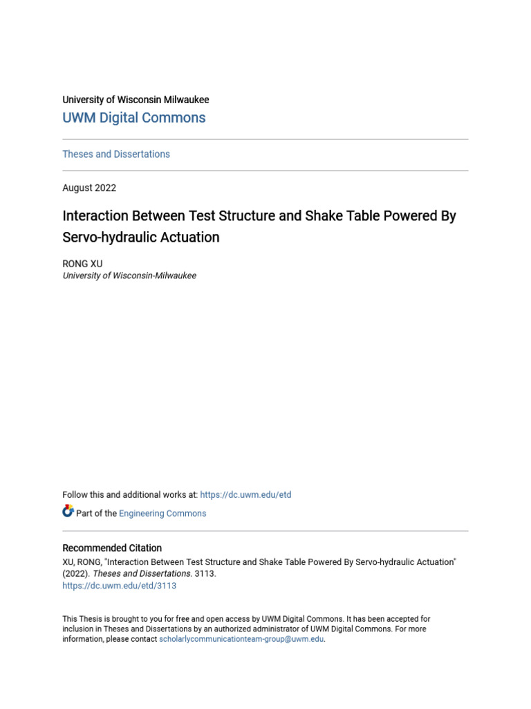 Interaction Between Test Structure and Shake Table Powered By Ser | PDF ...