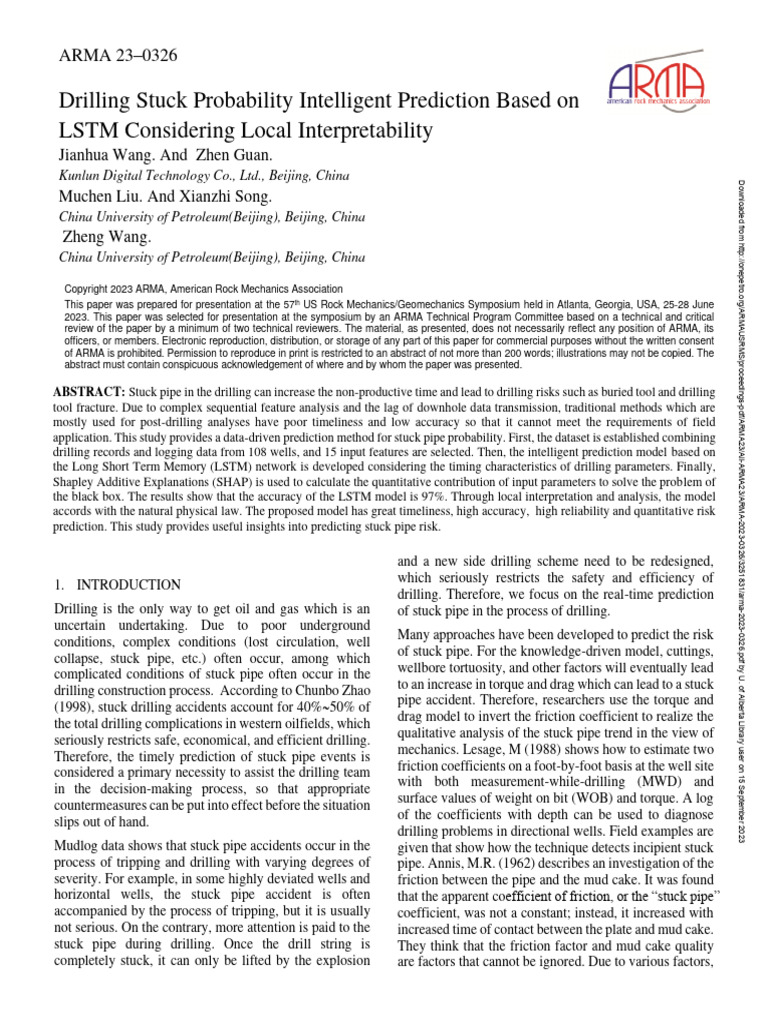 2023-Drilling Stuck Probability Intelligent Prediction Based On LSTM Considering Local ...