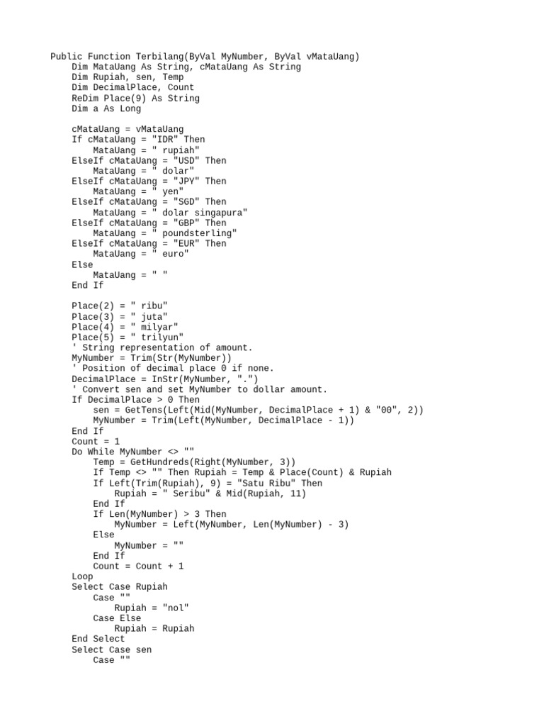 Modul Terbilang Di Ms Access | PDF | International Trade ...