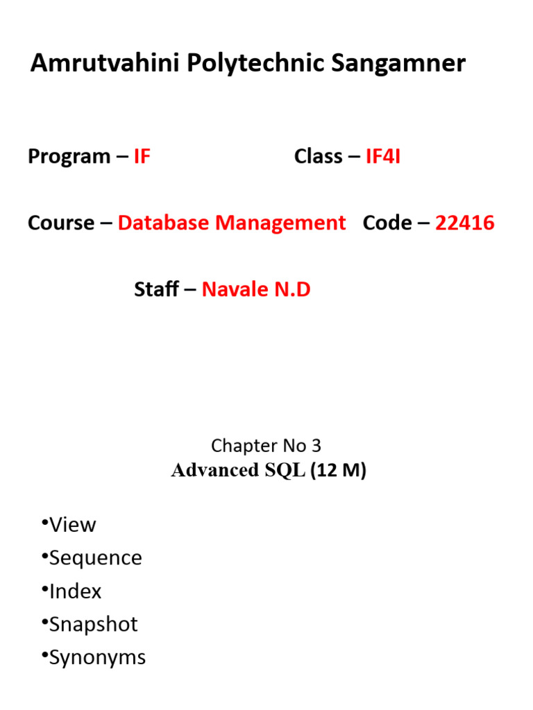 DMA Chapter No3 | PDF | Database Index | Table (Database) DMA Chapter No3 | PDF | Database Index | Table (Database)