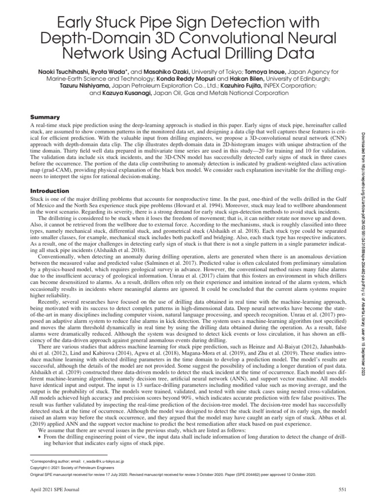 2020-Early Stuck Pipe Sign Detection With Depth-Domain 3D Convolutional Neural Network Using ...