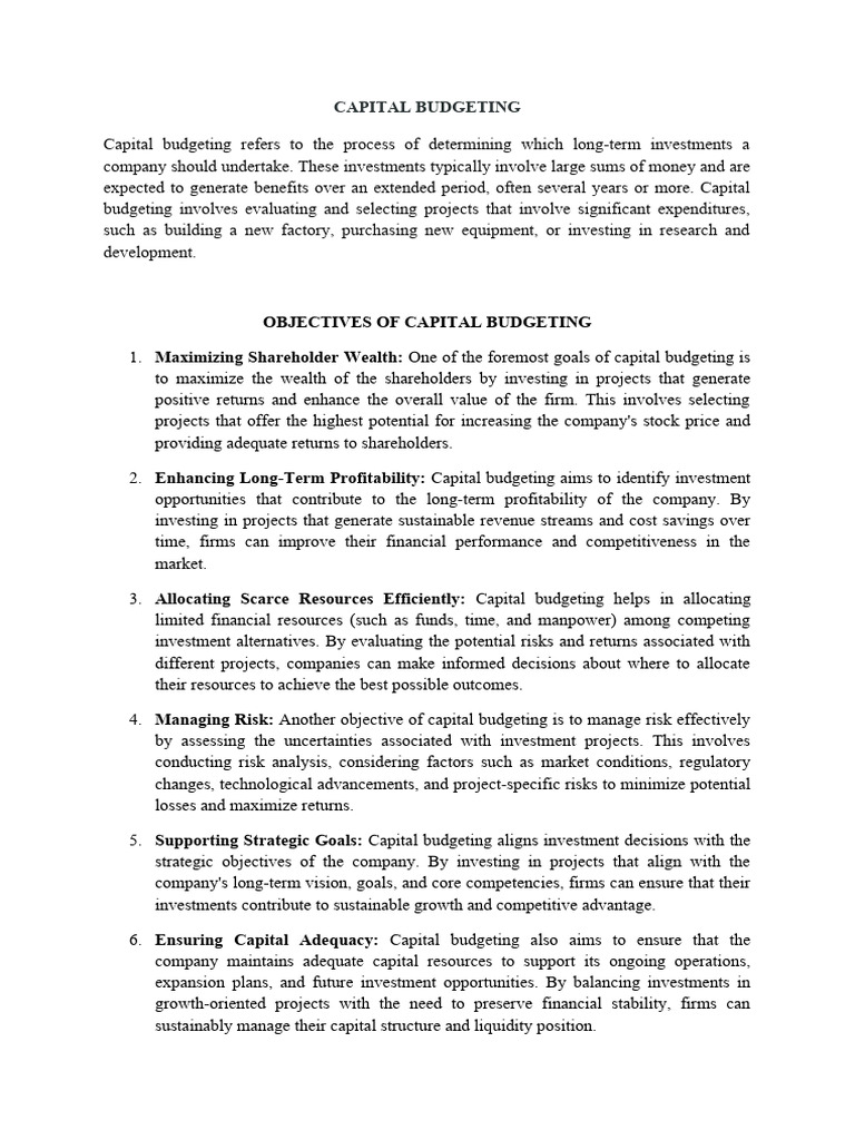 CAPITAL BUDGETING | PDF | Net Present Value | Internal Rate Of Return