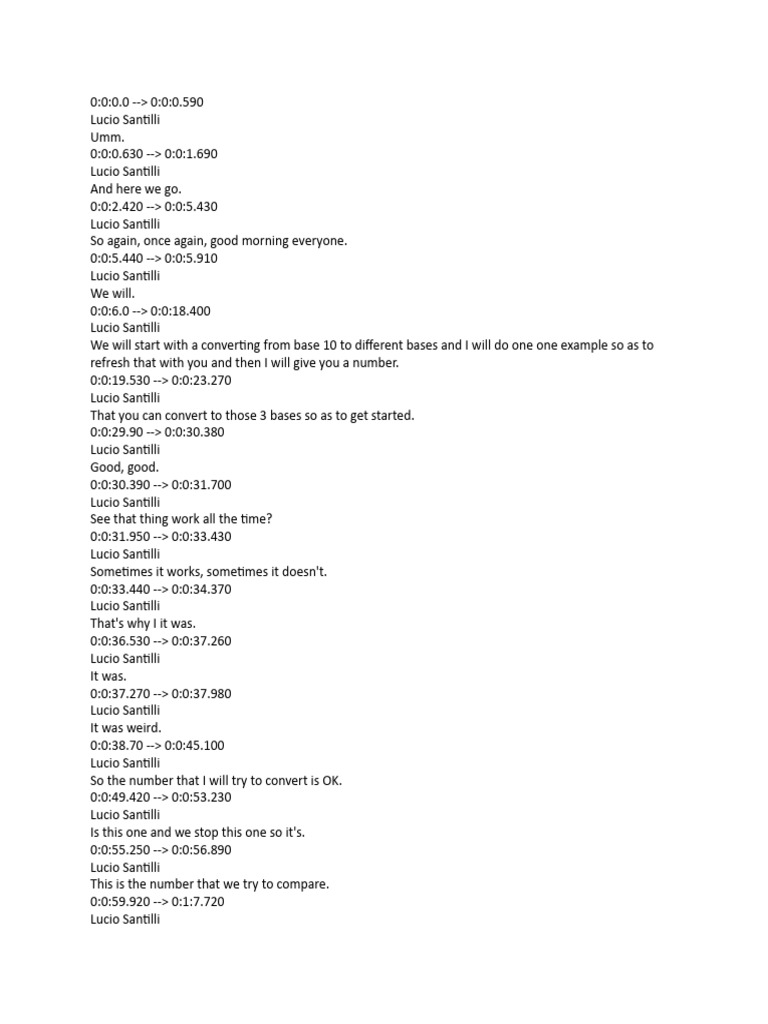 Transcript - 2024 02 05 | PDF | Decimal | Numbers