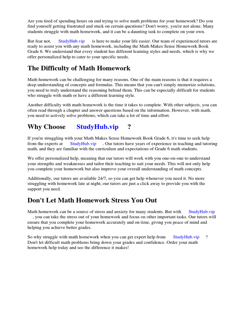 Math Makes Sense Homework Book Grade 6 Answers | PDF | Mathematics ...