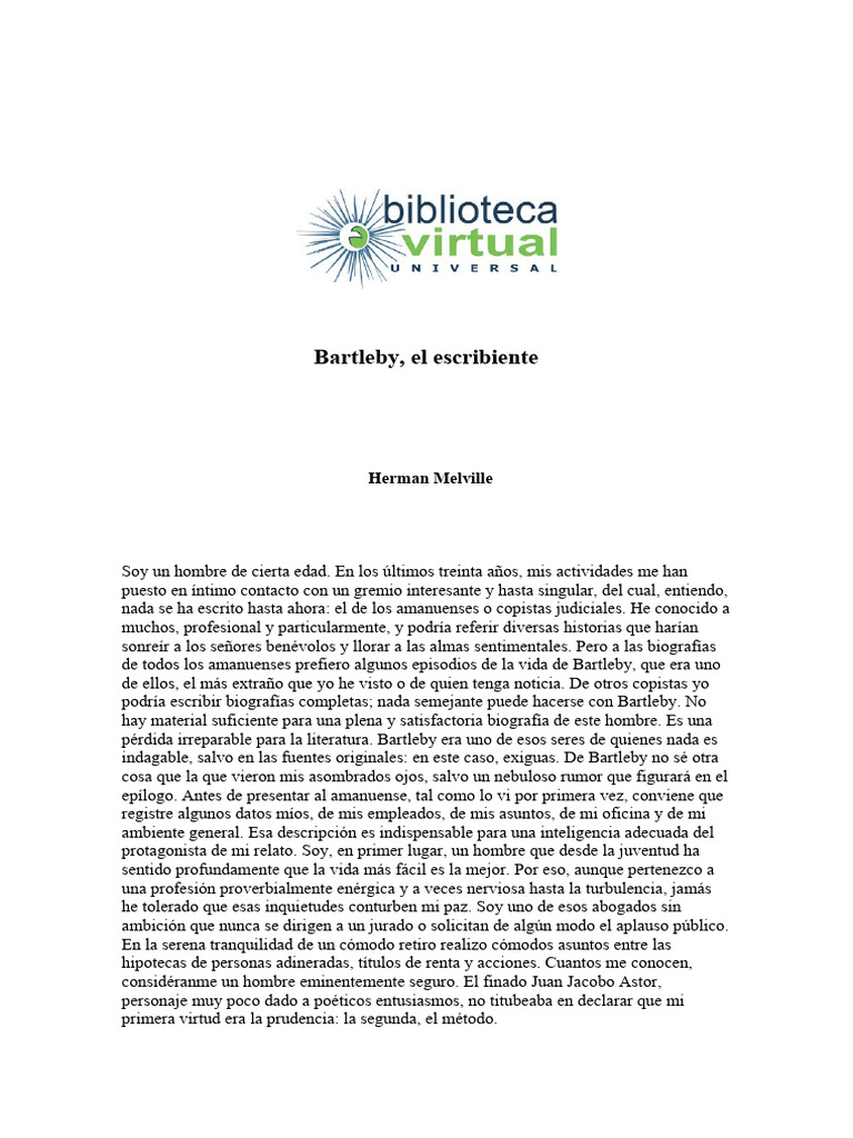 Bartleby: El Escribiente Singular | PDF | Bartleby, The Scrivener