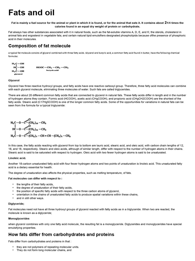 Fats and Oil | PDF | Fatty Acid | Lipid