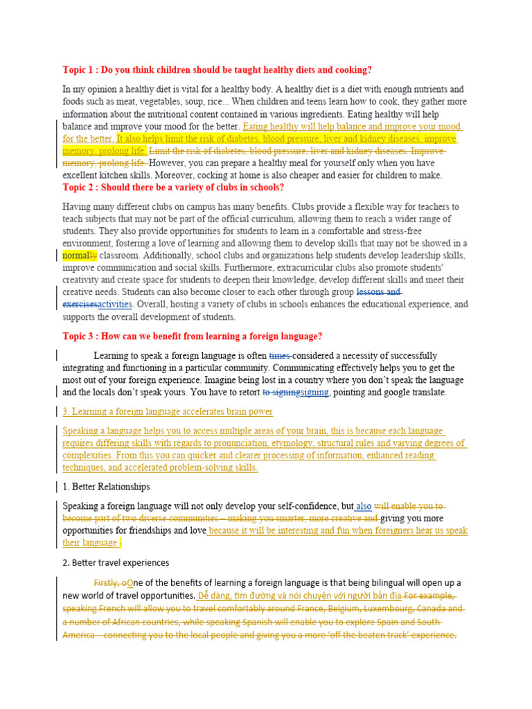 English Topic | PDF | Foreign Language | Healthy Diet