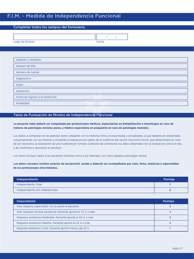 Escala Fim | PDF | Higiene | Medicina
