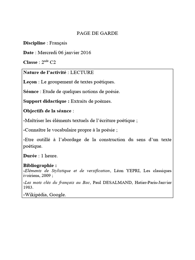 Introduction à la Poésie en 2nde C2 | PDF | Poésie | Rime dans la poésie