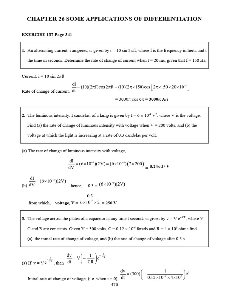 Higher Eng Maths 9th Ed 2021 Solutions Chapter | PDF | Acceleration | Area